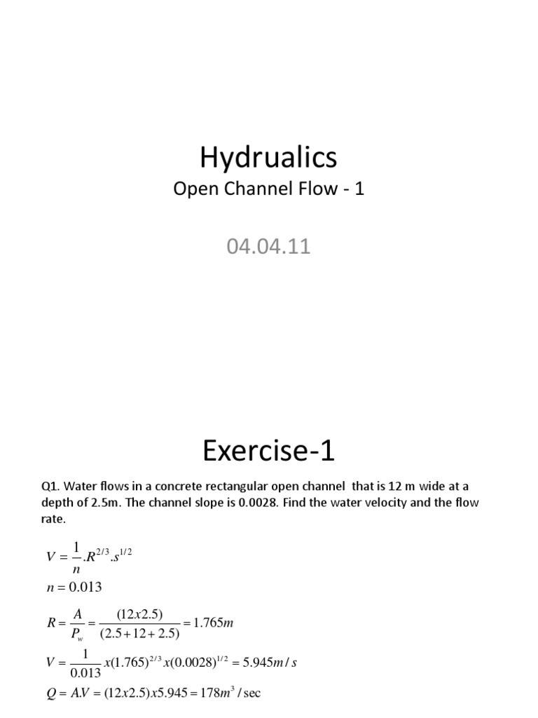 Open Channel Flow Calculations | PDF