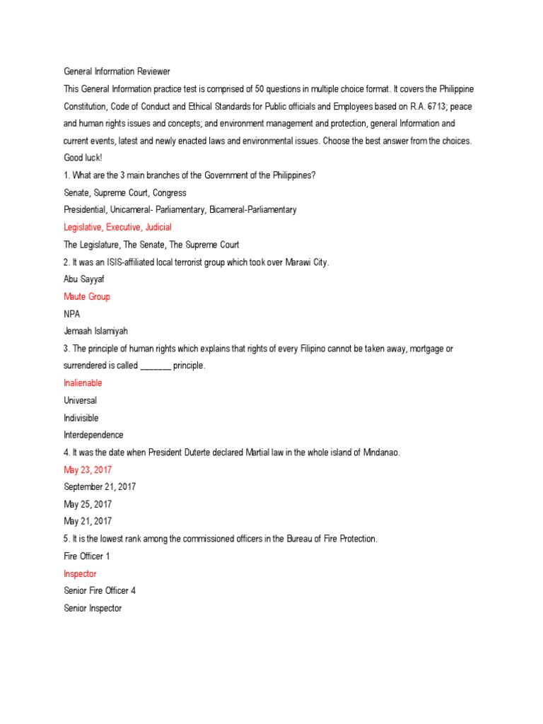 General Information Reviewer Practice Test | PDF | Circle | Teaching ...
