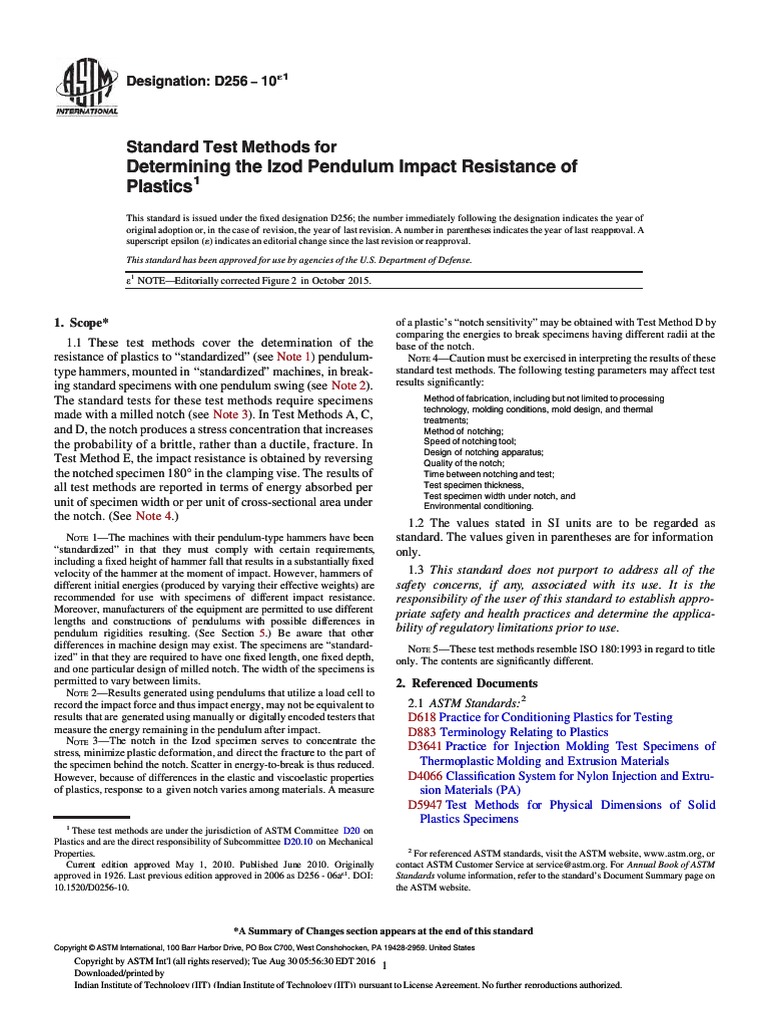 01 Astm d256 PDF | PDF | Deformation (Engineering) | Fracture
