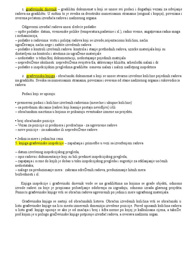 Građevinski Dnevnik, Gradjevinska Knjiga I Knjiga Gradjev Inske ...