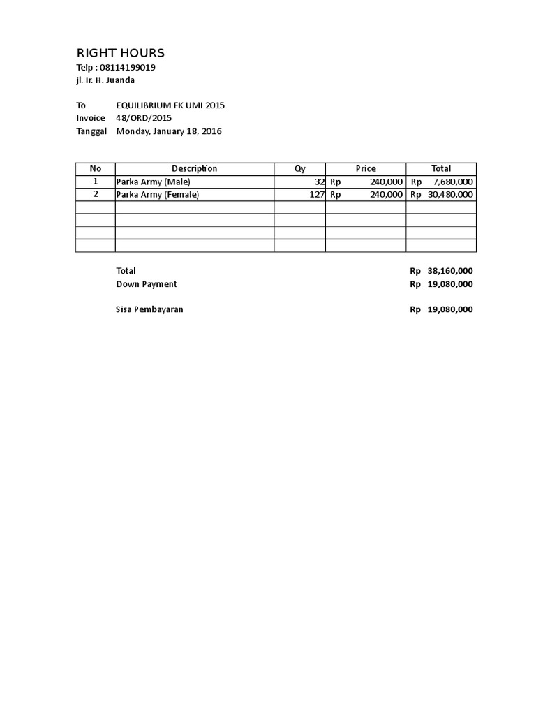 Zaki (Umi Parka) Invoice | PDF