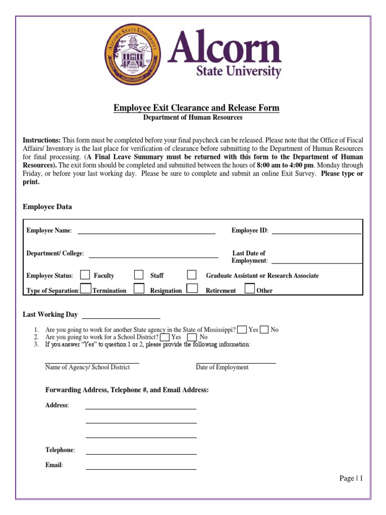 Employee Exit Clearance Formfillable4 | PDF | Payroll | Human Resources