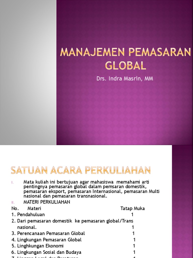 Manajemen Pemasaran Global | PDF