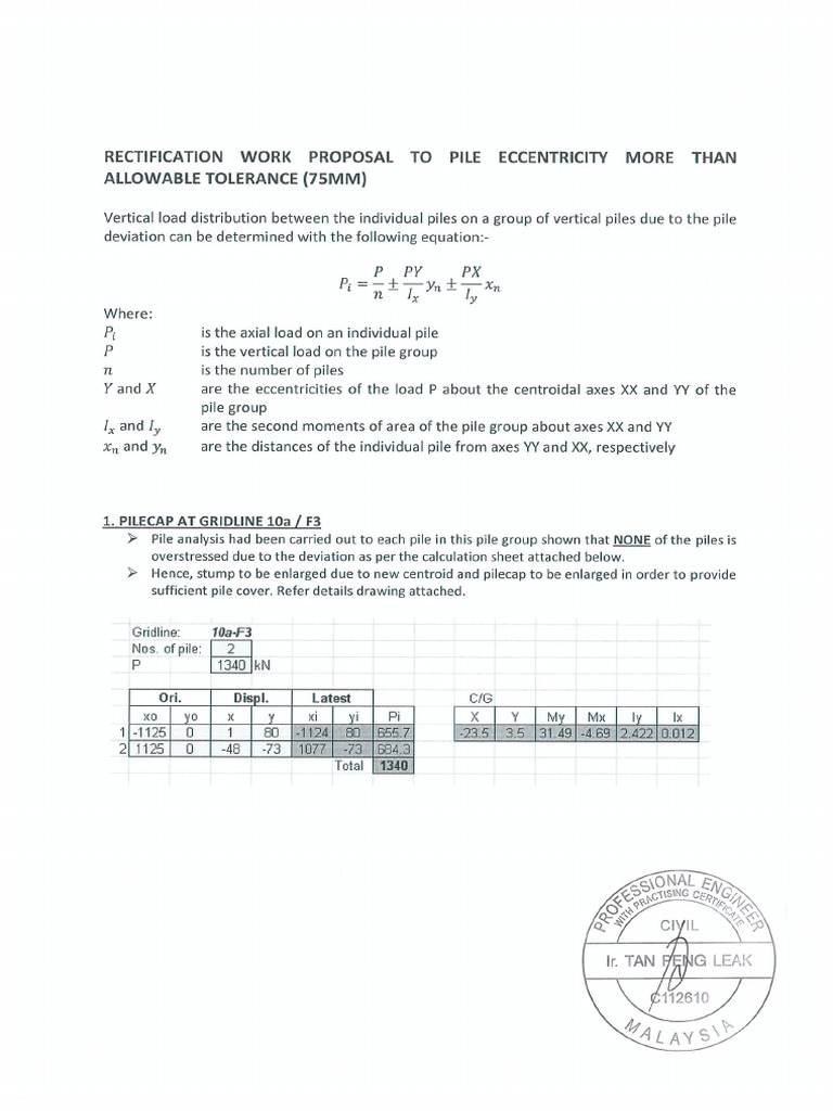 Rectification Work Proposal To Pile Eccentricity - Rev 01 | PDF