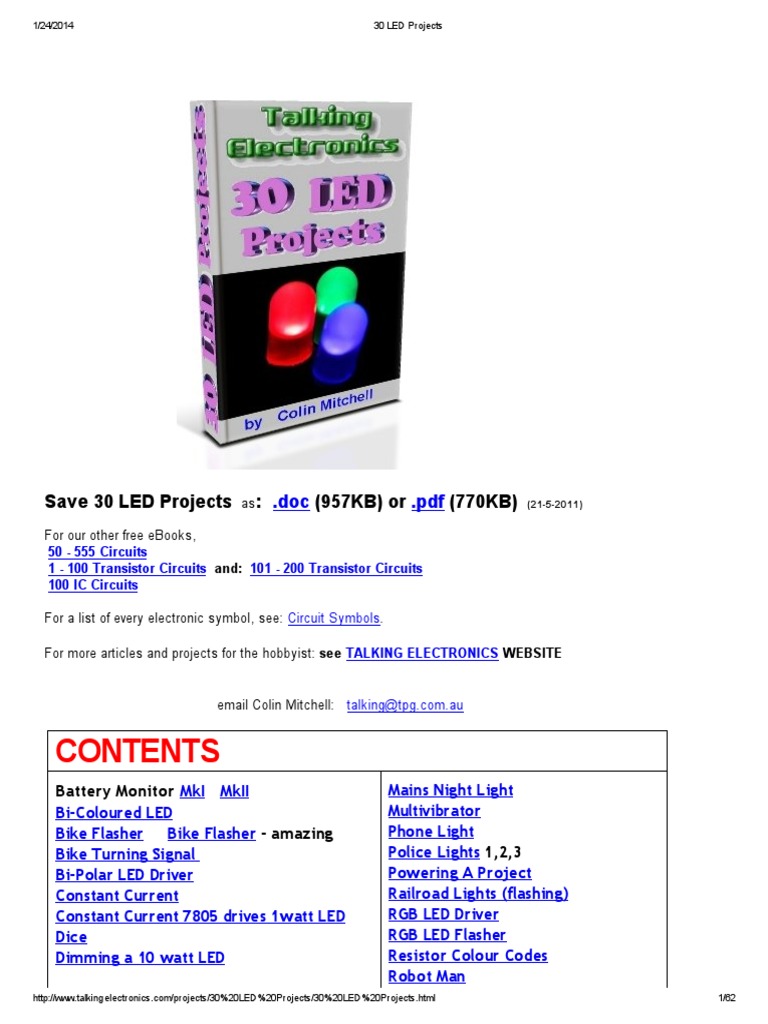 30 LED Projects PDF | PDF | Series And Parallel Circuits | Light ...