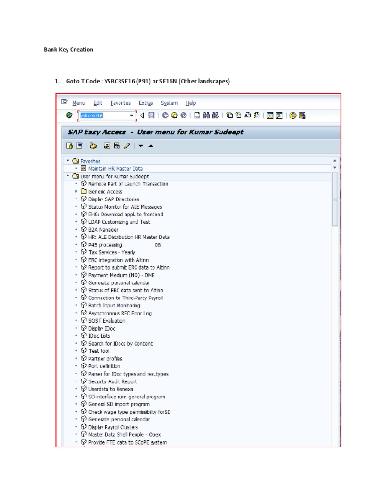 Bank Key Creation in SAP Guide | PDF