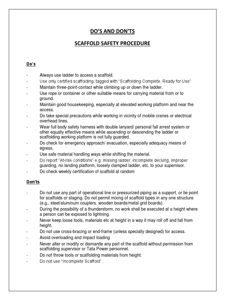 Dos&Donts Scaffold | PDF