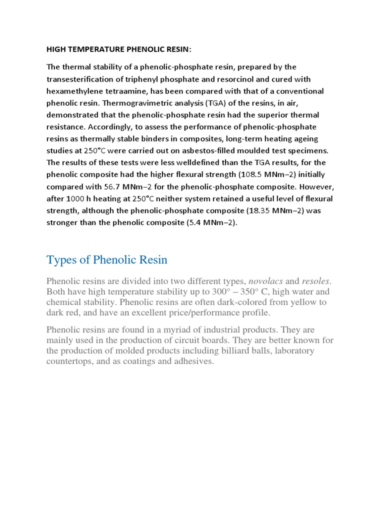 Types of Phenolic Resin | PDF | Composite Material | Materials