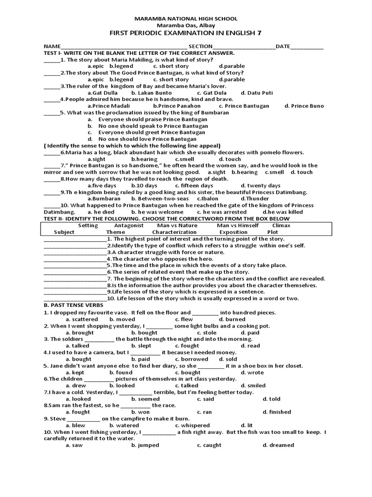 2nd PT - English 7 | PDF