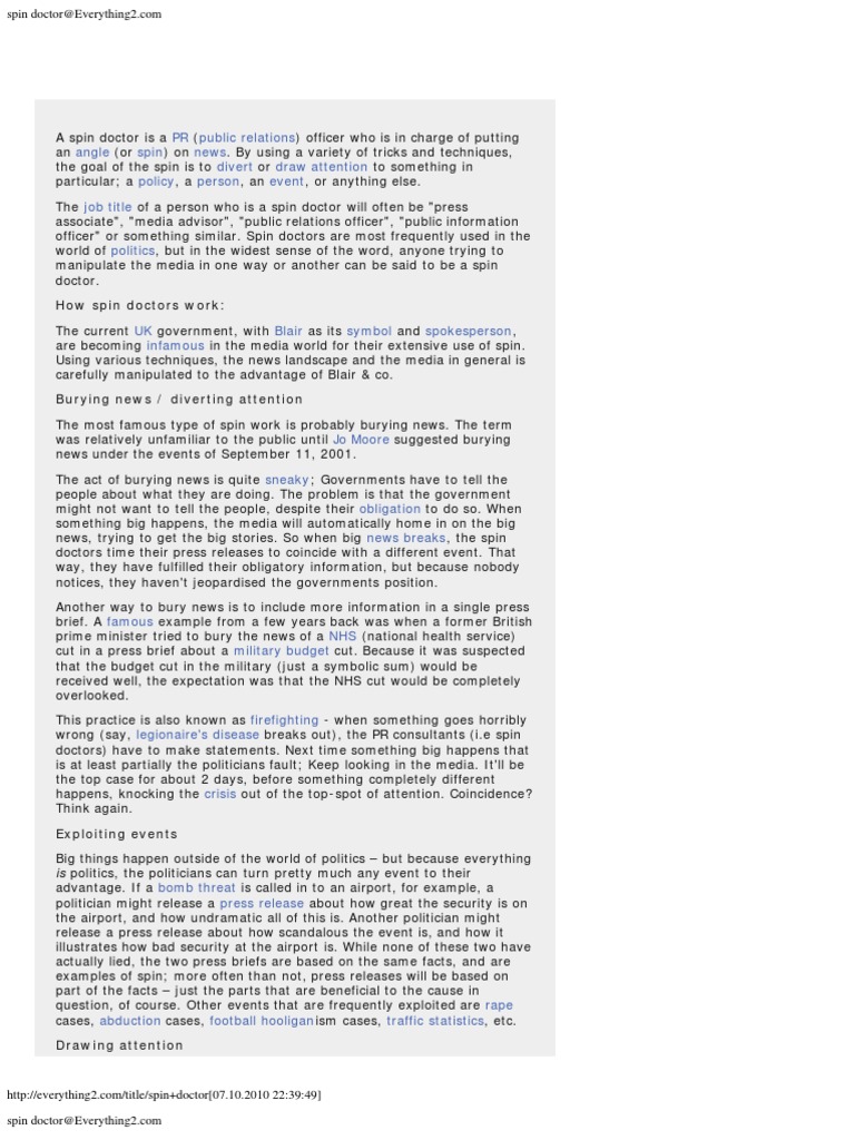 Understanding Spin Doctors in PR | PDF | Public Relations | Propaganda
