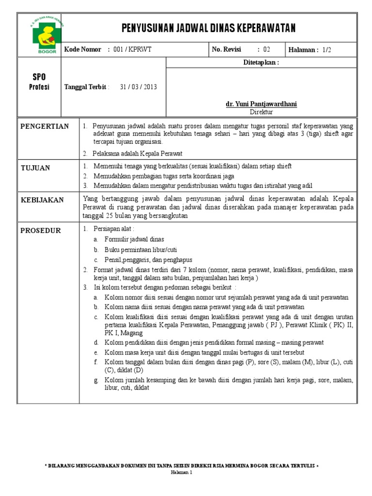 Spo Jadwal Dinas | PDF