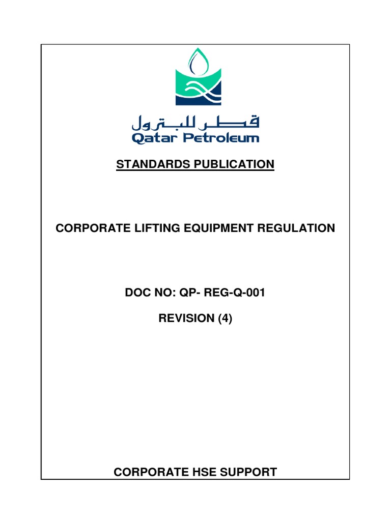 Qatar Lifting Equipment Regulations QP-001 | PDF | Crane (Machine ...