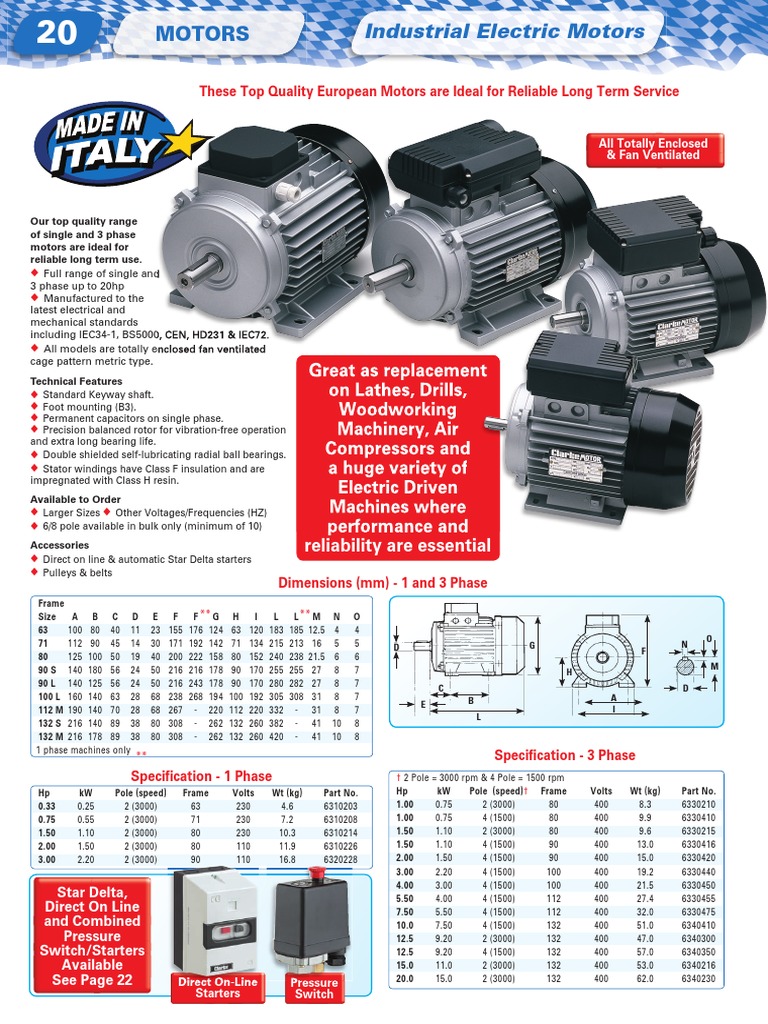 Clarke Electric Motors | PDF | Electric Motor | Electrical Components