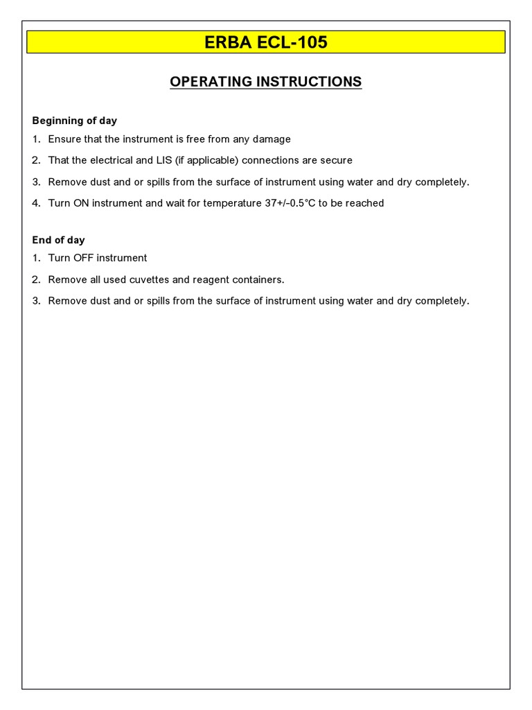ERBA ECL 105 - Operating Instructions PDF | PDF