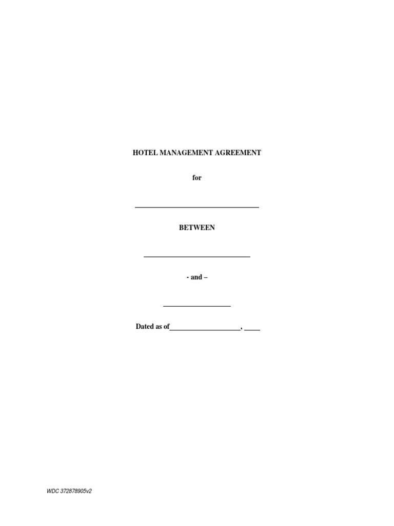 Hotel Management Agreement: WDC 372878905v2 | PDF | Consumer Price ...