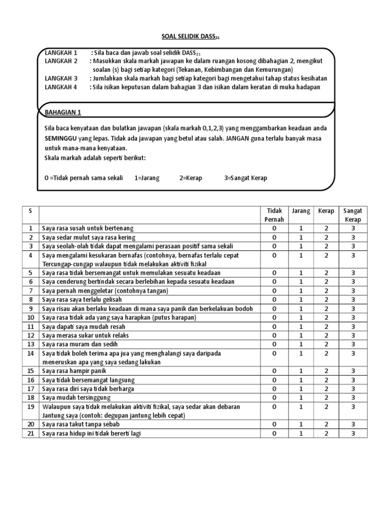Ujian Dass 21 | PDF