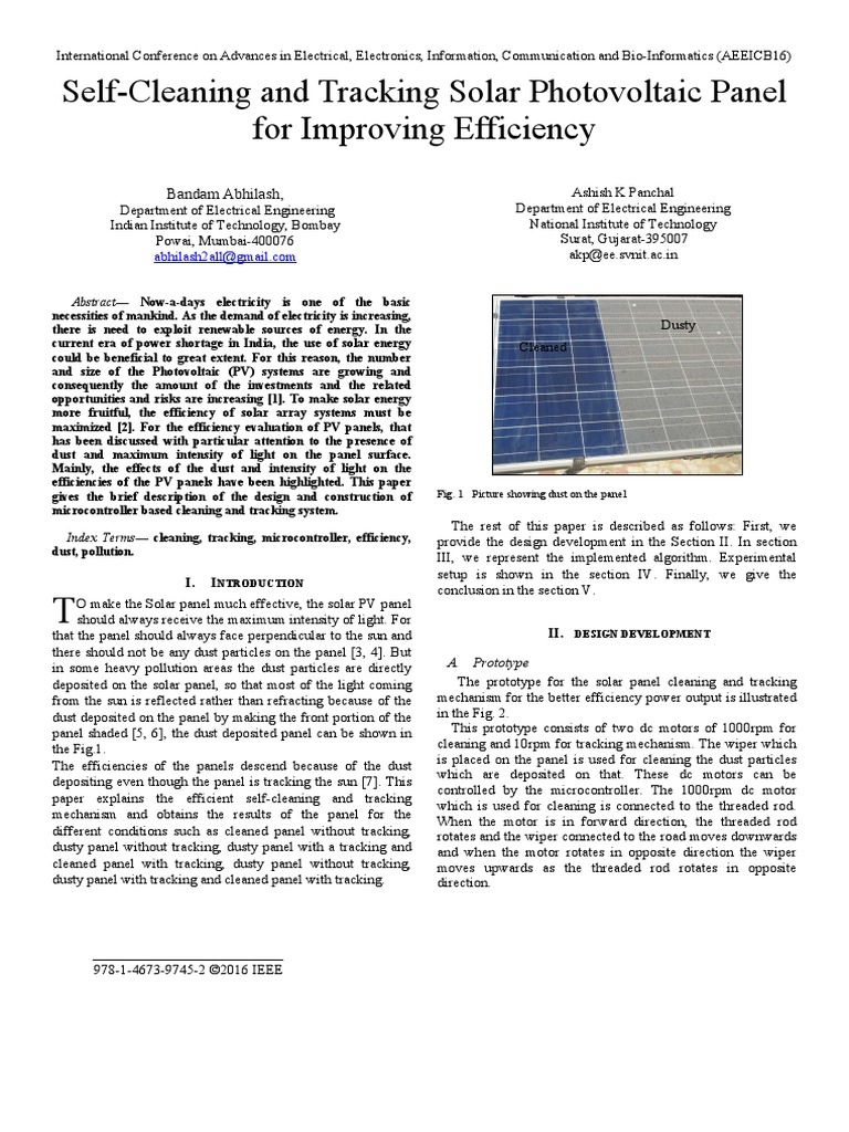 Solar Panel Cleaning System | PDF | Photovoltaic System | Solar Panel