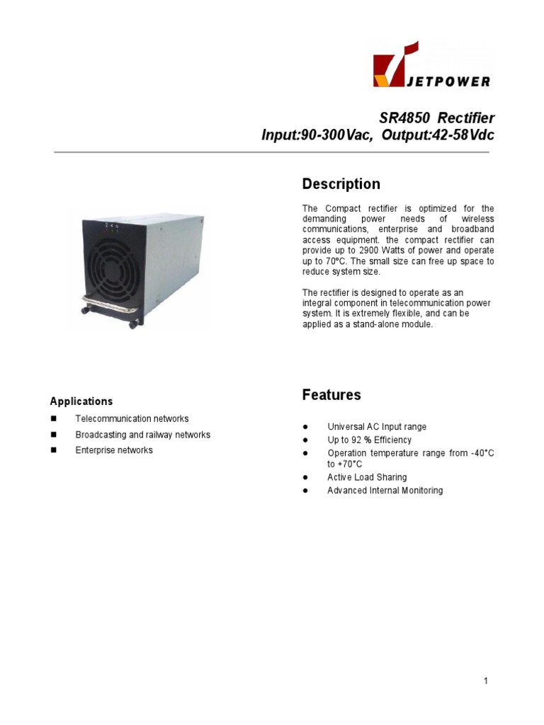 SR4850 Rectifier Datasheet | PDF | Rectifier | Physical Quantities
