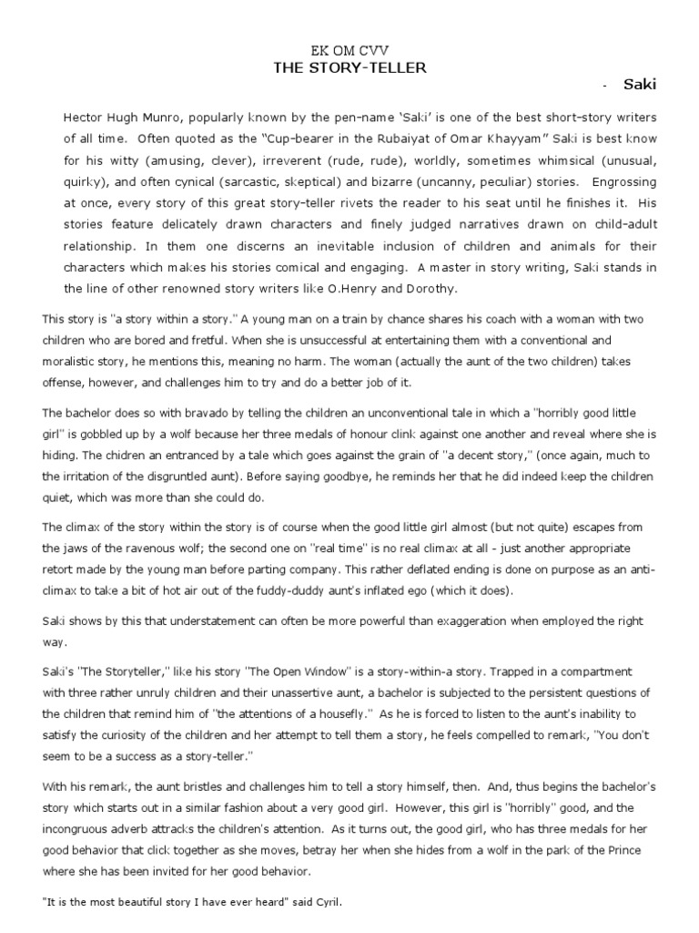 The Story Teller | Download Free PDF | Saki | Storytelling