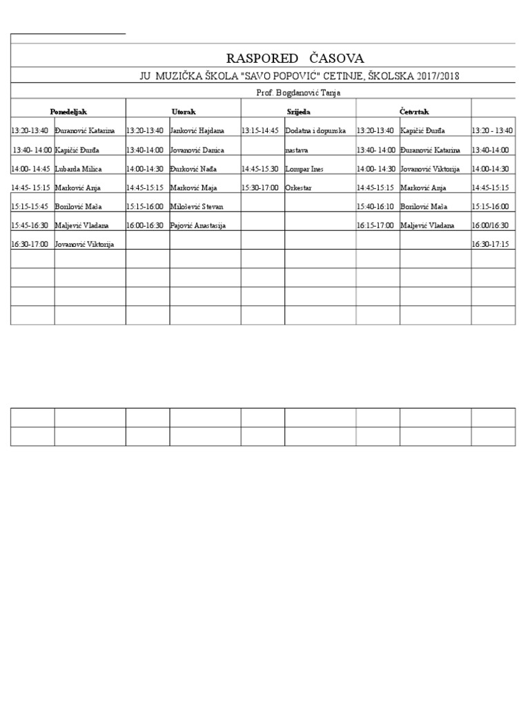 Raspored Obrazac | PDF