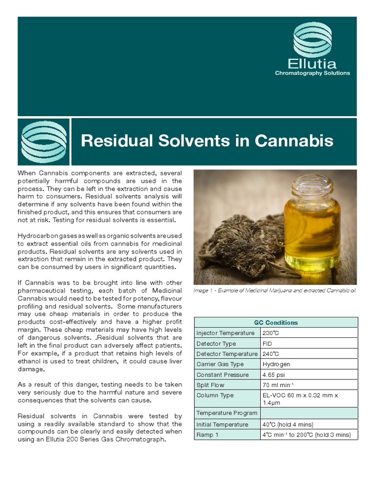 Residual Solvents in Cannabis: GC Conditions | PDF | Solvent | Gas ...