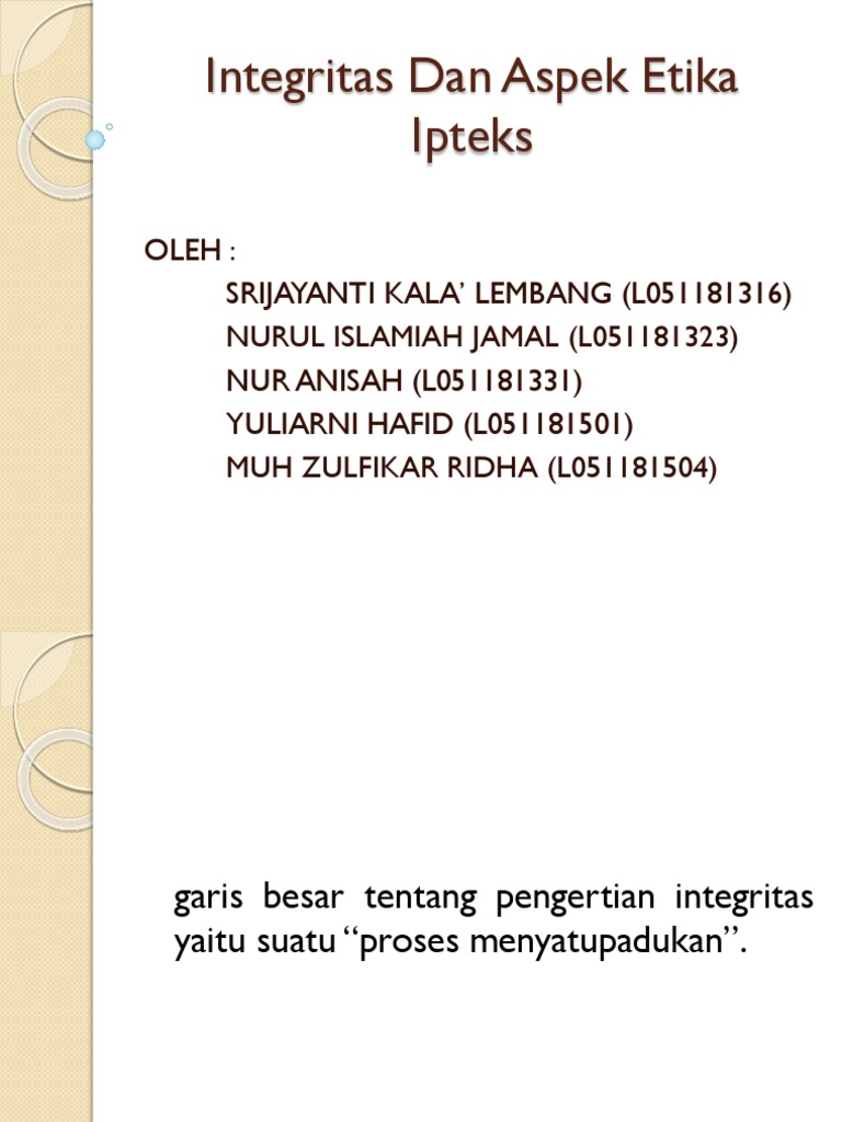 Etika dan Integritas IPTEKS | PDF | Ilmu Sosial