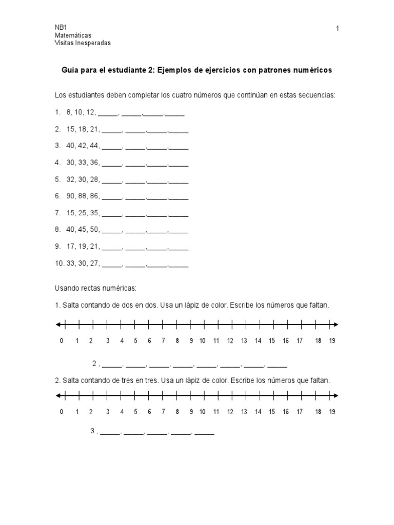 Ejercicios de Patrones Numéricos para Estudiantes | PDF