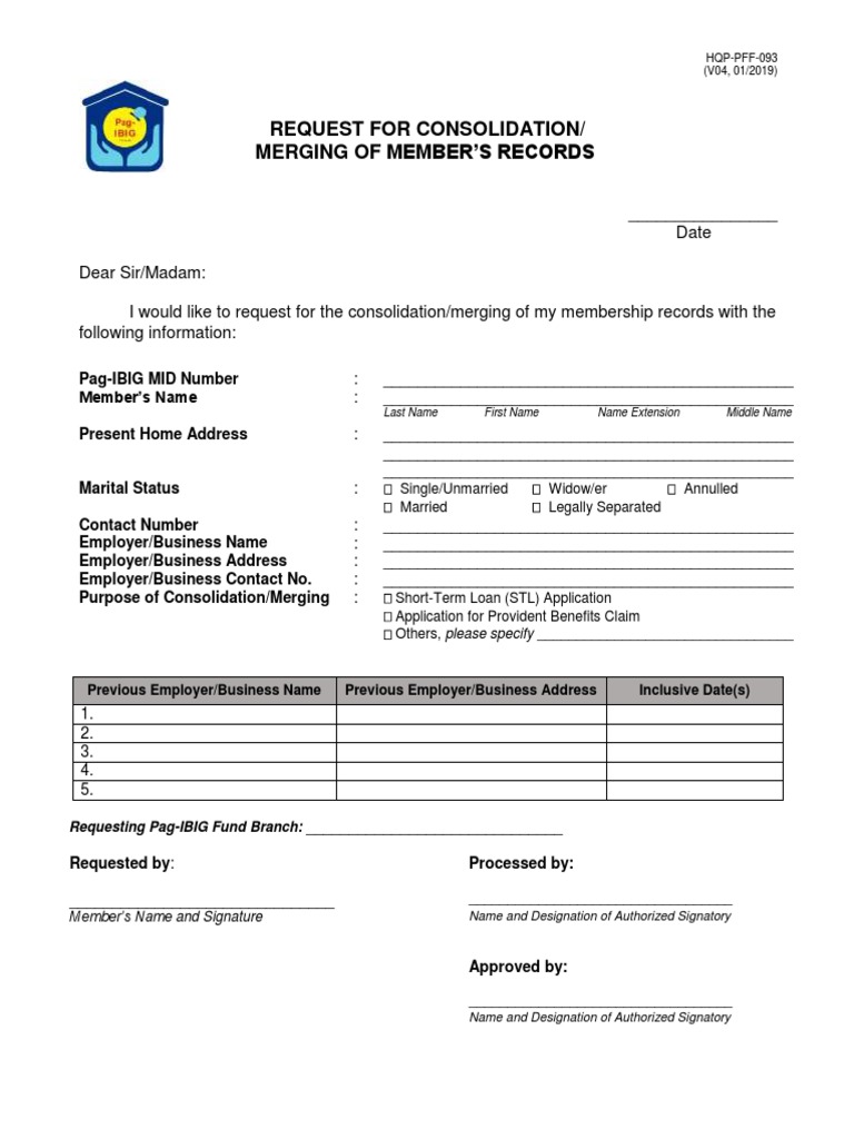 PFF093 RequestConsolidationMergingMembersRecords V04 | PDF | Social ...