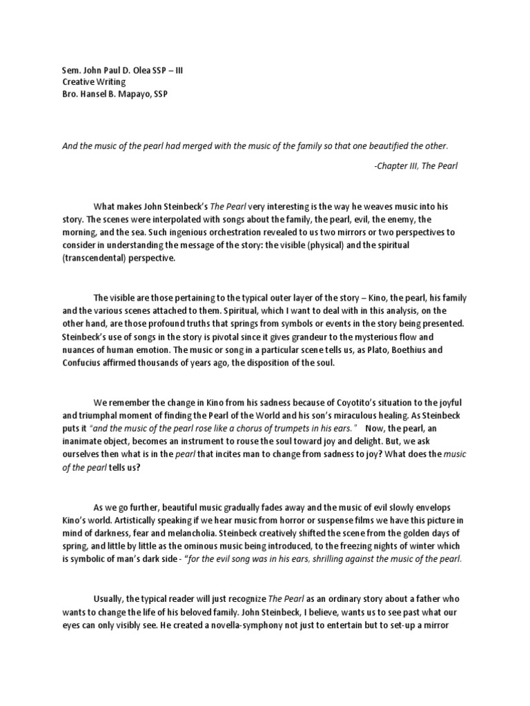 The Pearl Analysis PDF | PDF