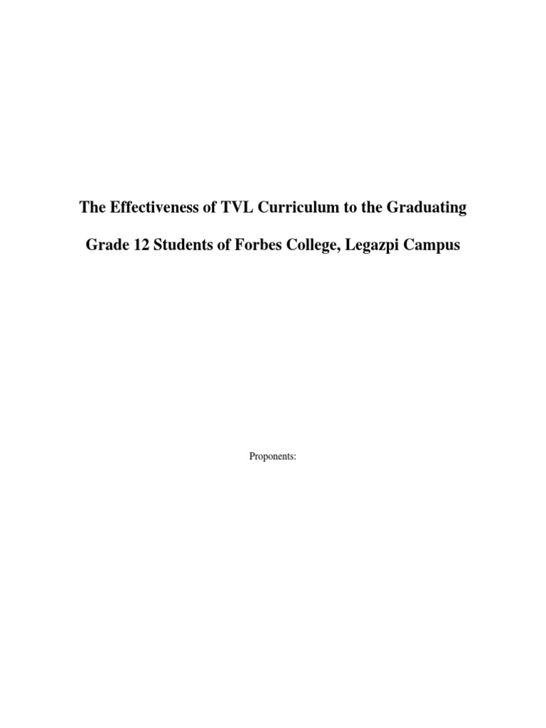 The Effectiveness of TVL Curriculum To The Graduating Grade 12 Students ...