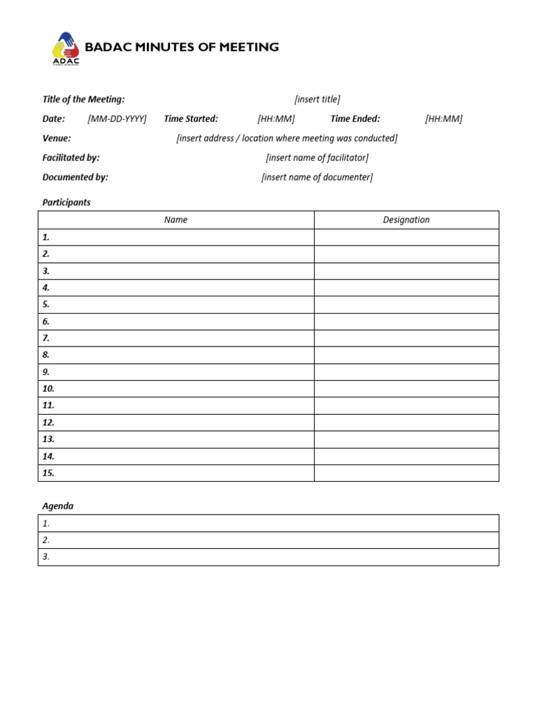 BADAC Form - Minutes of Meeting | PDF