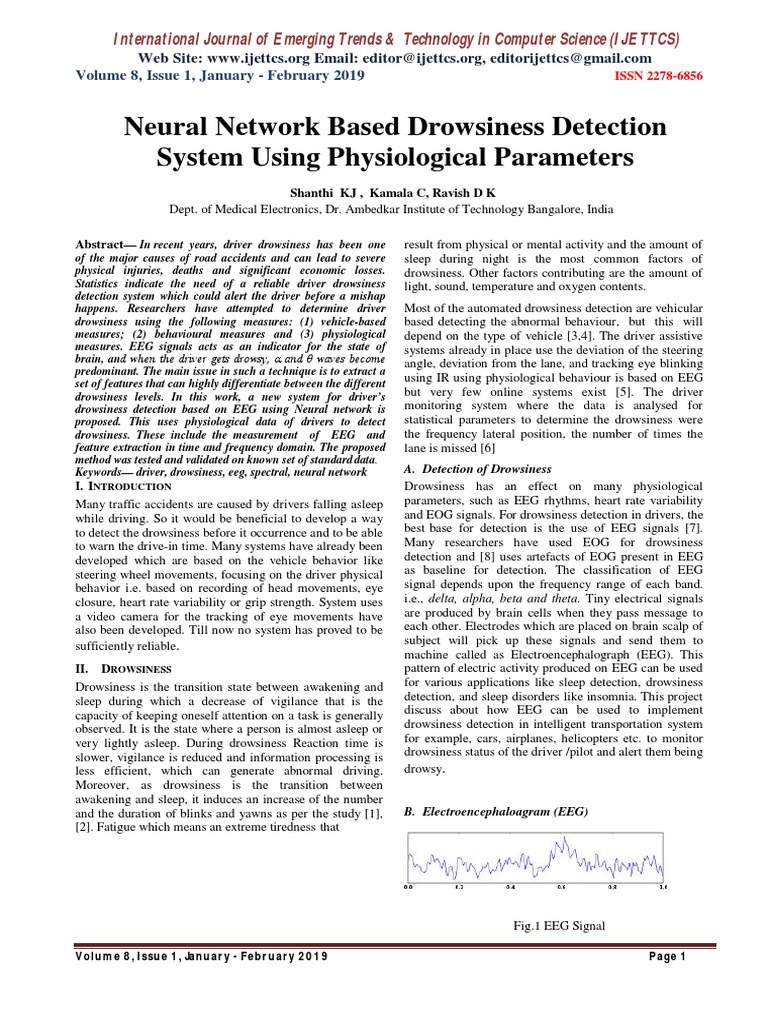 Neural Network Based Drowsiness Detection System Using Physiological Parameters Pdf