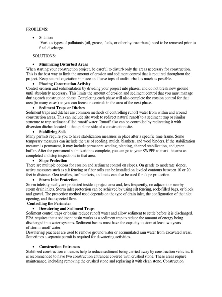 Problem Siltation | PDF | Stormwater | Surface Runoff