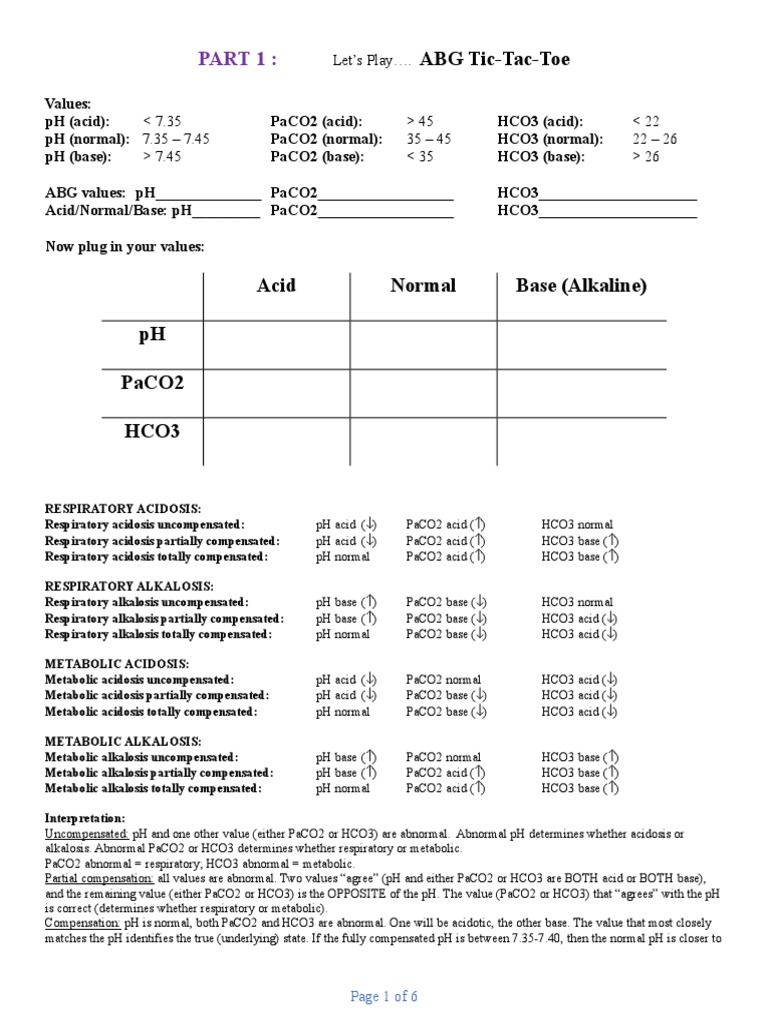 ABG Interpretation Guide | PDF | Clinical Medicine | Diseases And Disorders