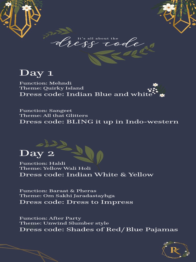 Wedding Celebration Themes and Dress Codes | PDF
