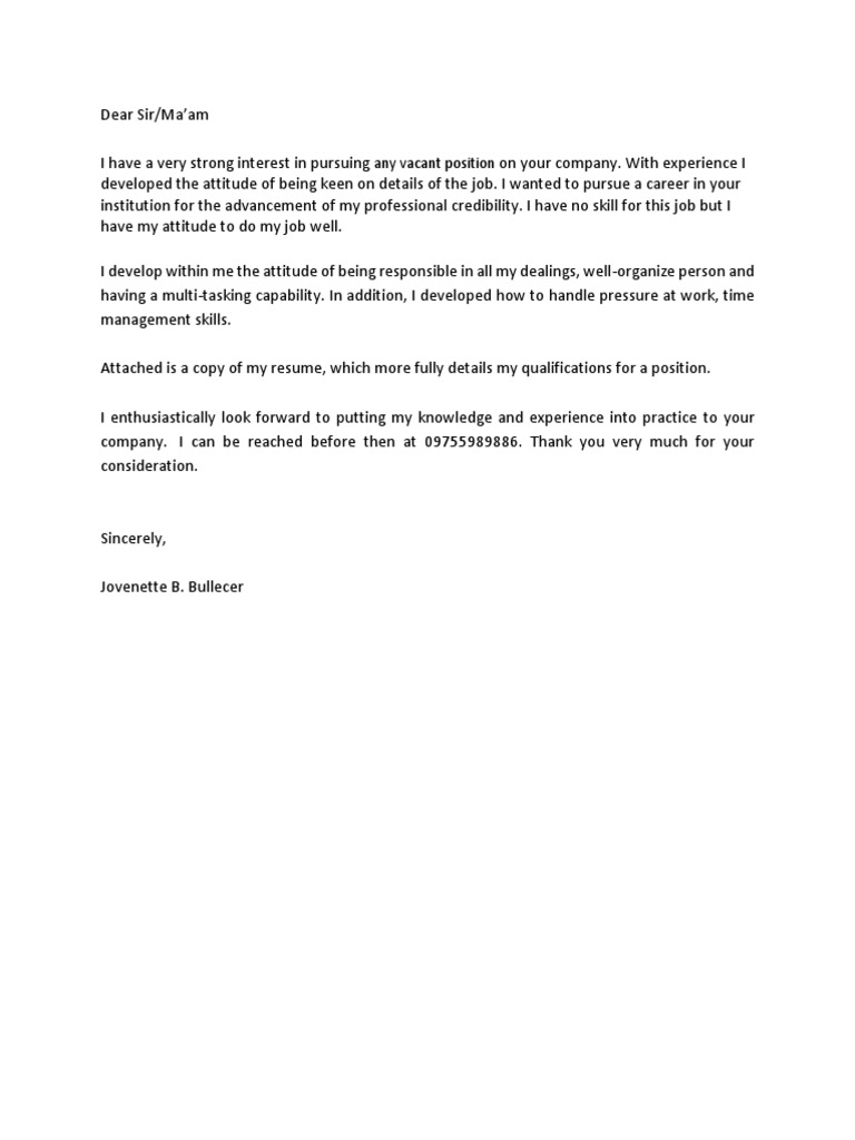 Application Letter | PDF | Cognition | Psychological Concepts