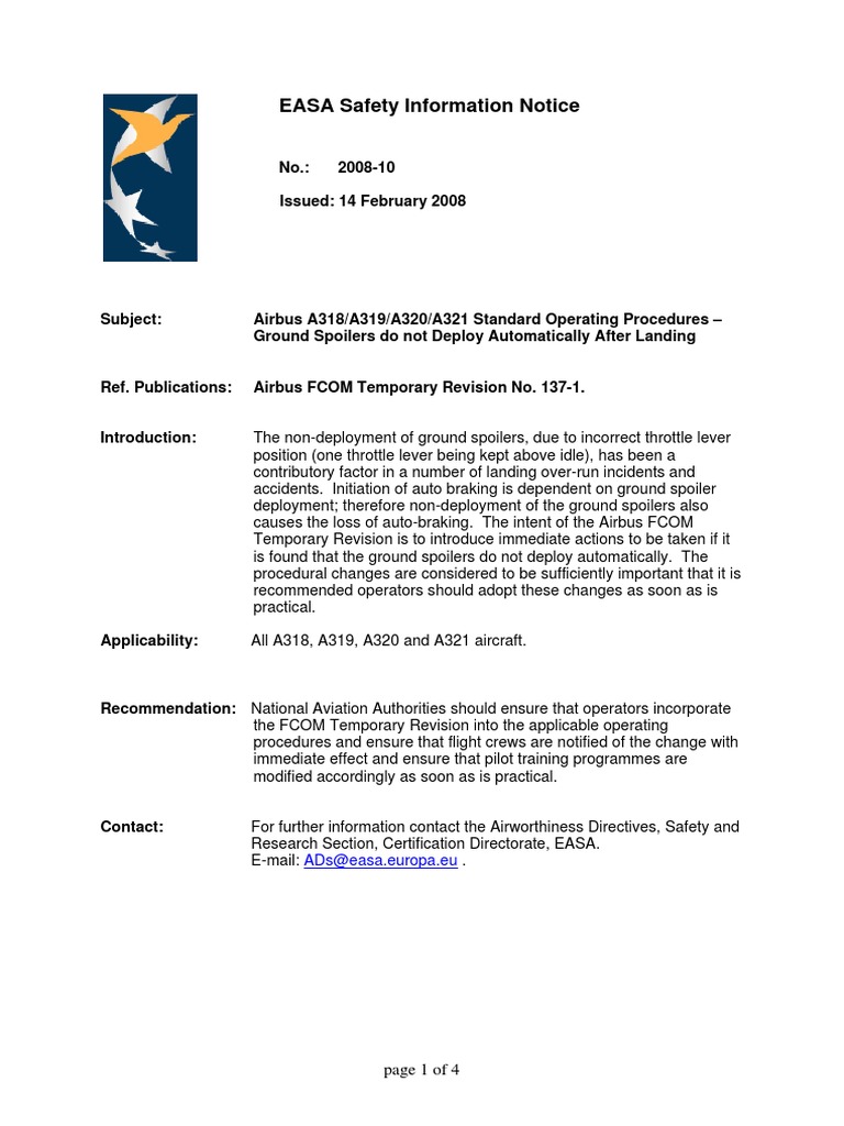EASA Safety Information Notice: Page 1 of 4 | PDF | Transport Safety ...