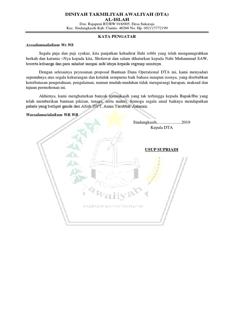 Proposal DTA Al-ISLAH | PDF