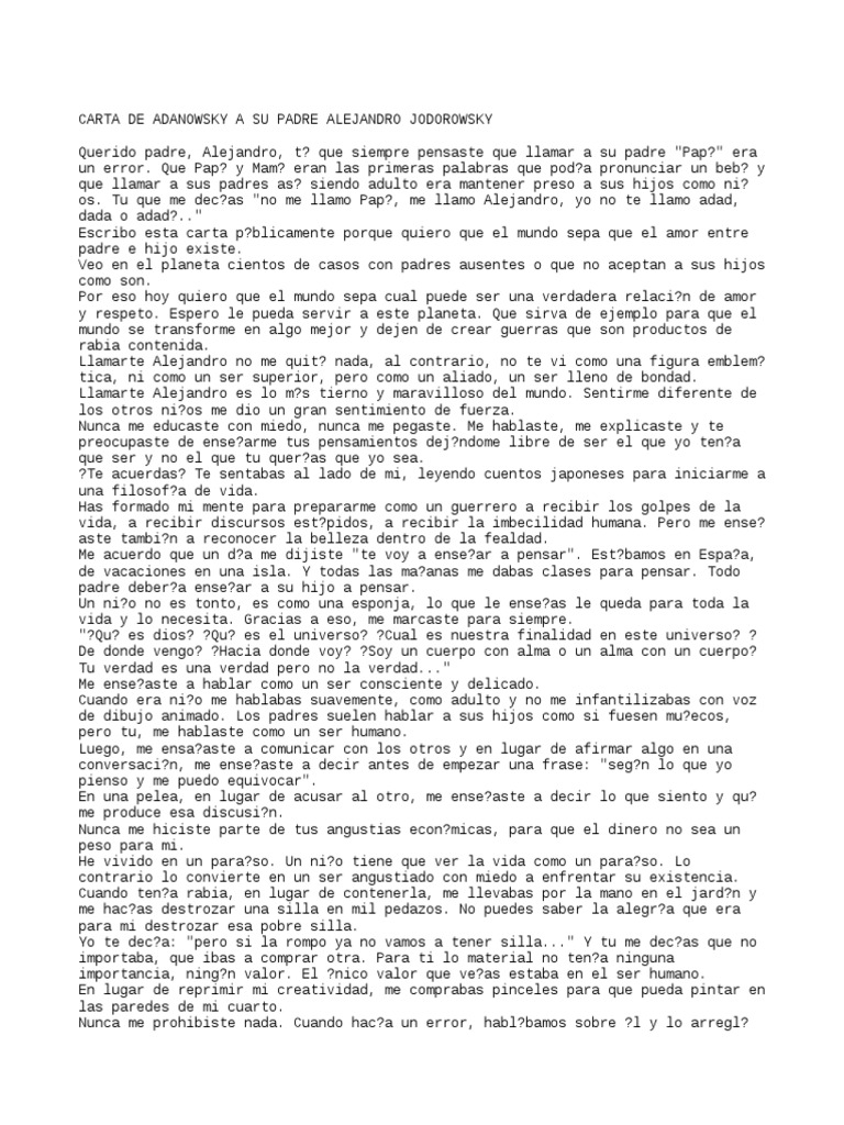 Carta de Adanowsky A Su Padre Alejandro Jodorowsky | PDF | Amor