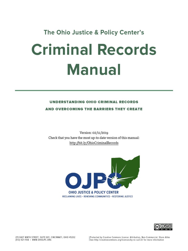 The Ohio Justice & Policy Center’s Criminal Records Manual | Background ...