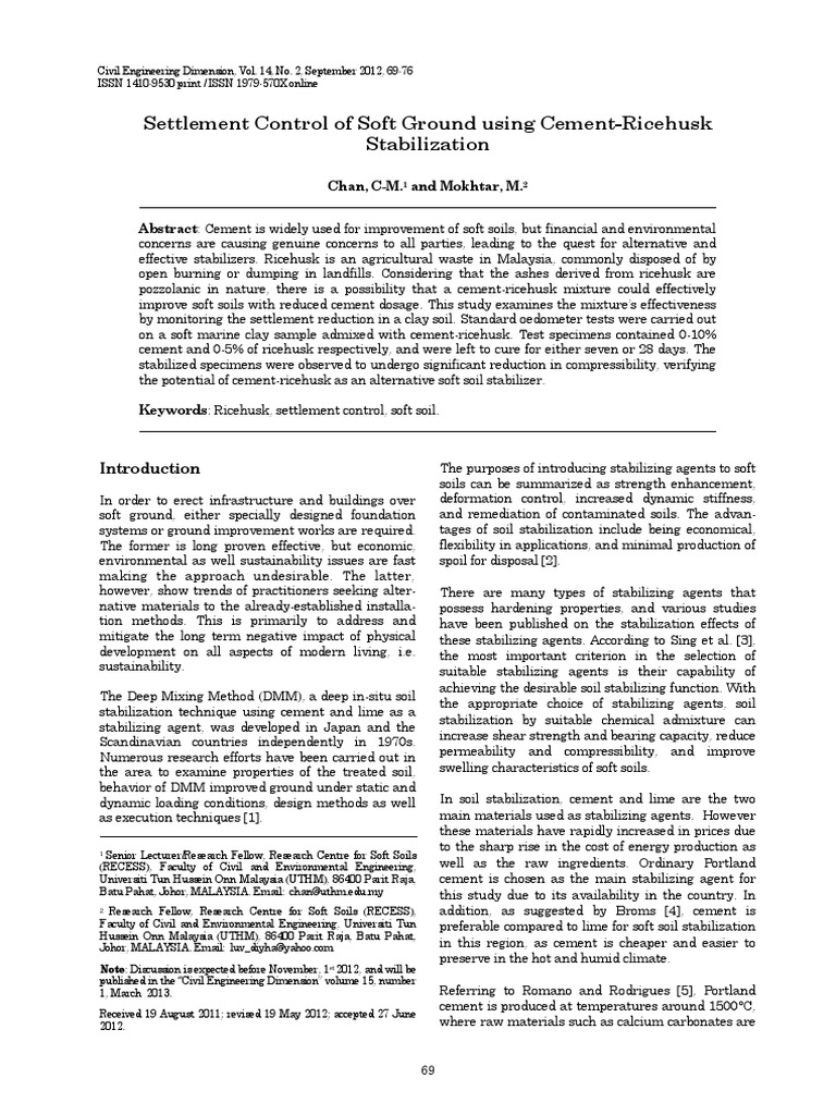Settlement Control of Soft Ground Using Cement-Ricehusk Stabilization ...