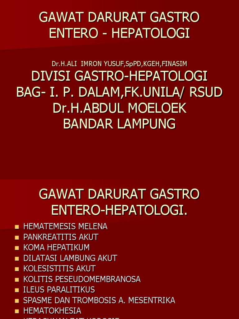 Kuliah Gawat Darurat Gastro Entero Hepatologi | PDF