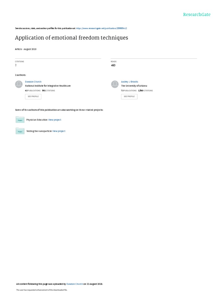 Application of Eft | PDF | Emotional Freedom Techniques | Psychological ...