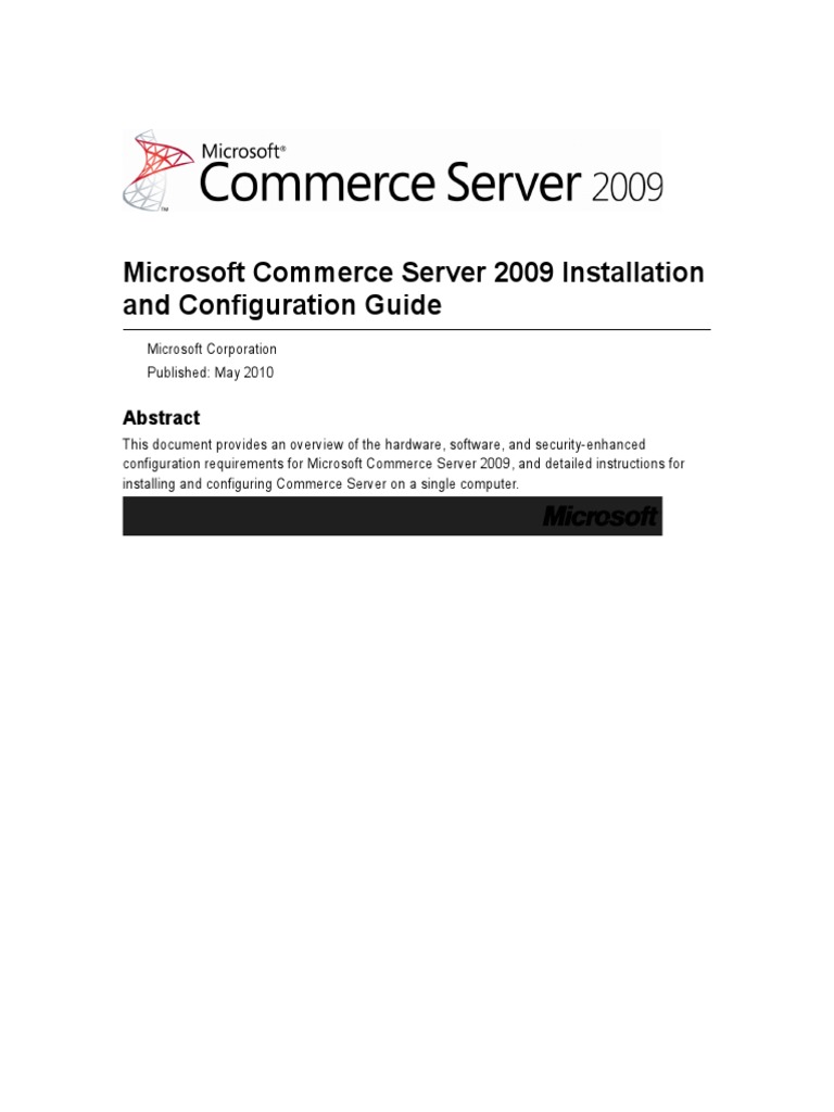 Microsoft Commerce Server 2009 Installation and Configuration Guide | PDF | Share Point ...