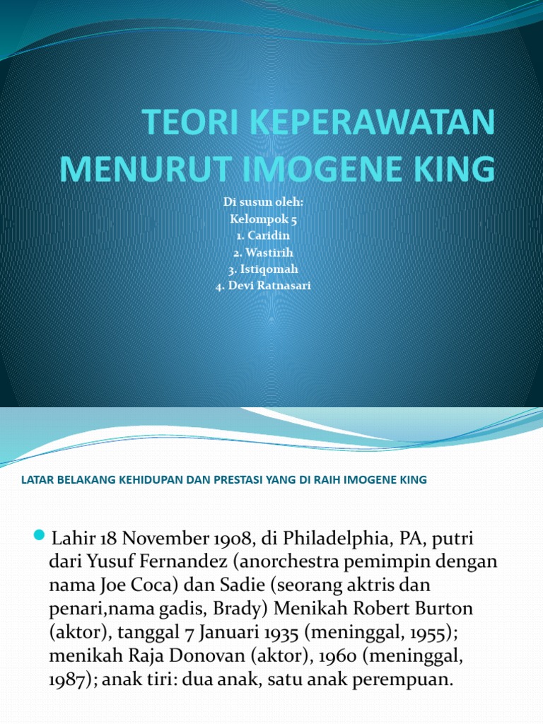 Teori Keperawatan Menurut Imogene King | PDF Teori Keperawatan Menurut Imogene King | PDF