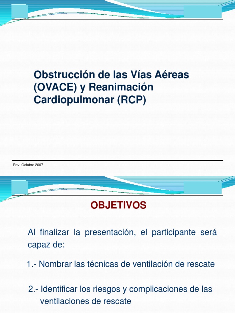 RCP y Ovace | PDF | Reanimación cardiopulmonar | Enfermedades y trastornos