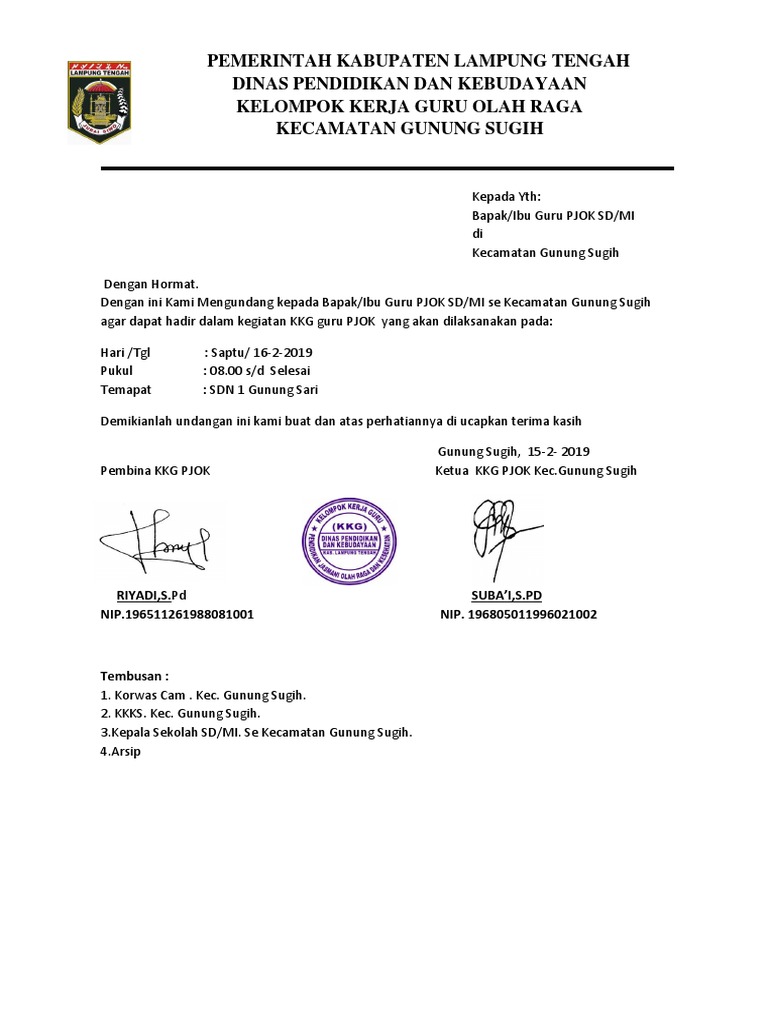 Undangan KKG Pjok 02 PDF | PDF