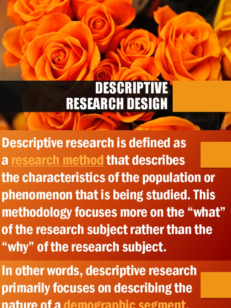 Descriptive Research Design | PDF | Survey Methodology | Quantitative ...