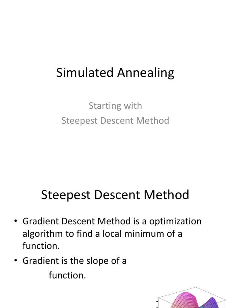 Simulated Annealing: Starting With Steepest Descent Method | PDF | Metaheuristic | Mathematical ...