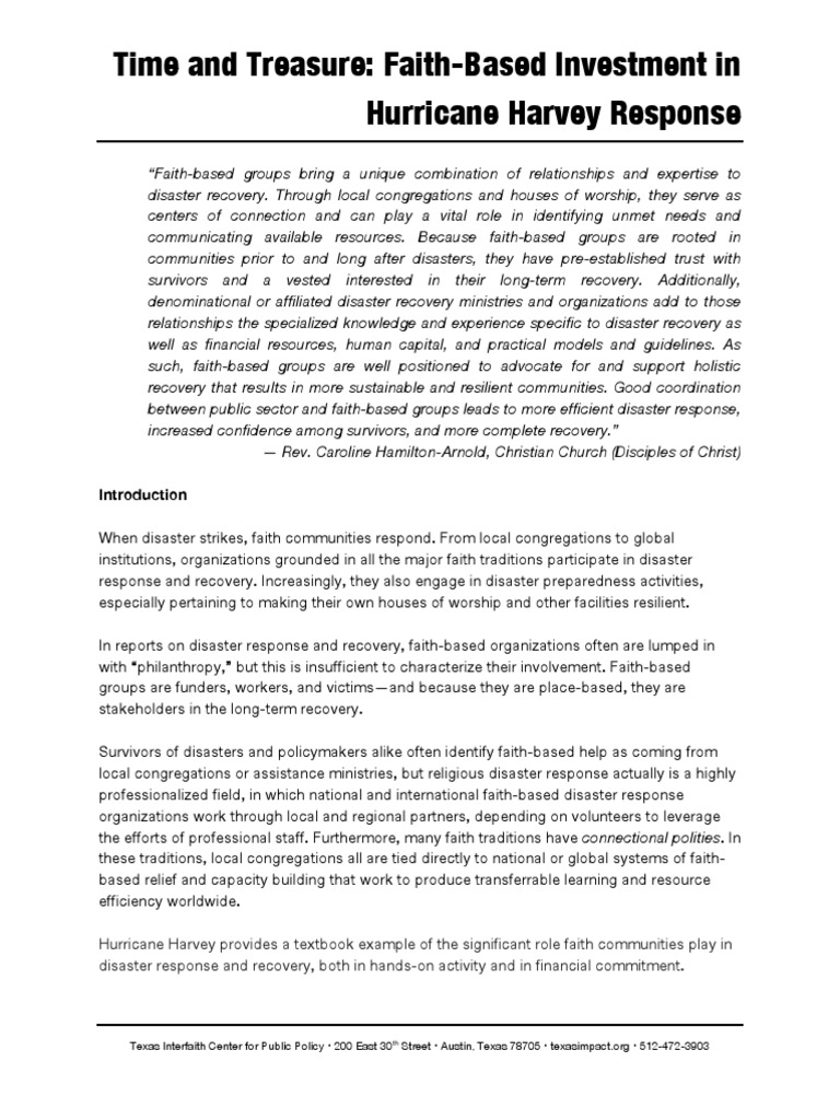 Faith-Based Response to Hurricane Harvey | PDF | Emergency Management ...